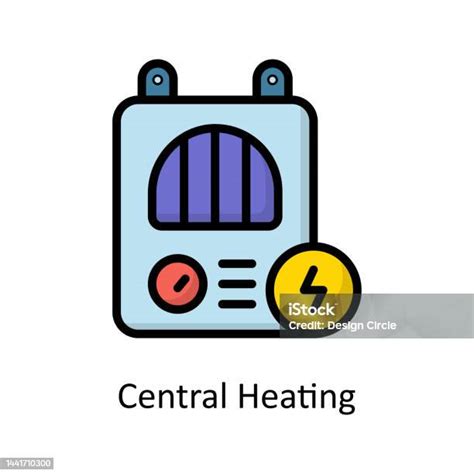중앙 난방 벡터 채워진 개요 아이콘 디자인 그림입니다 흰색 배경에 하우스키핑 기호 Eps 10 파일 가정 생활에 대한 스톡 벡터 아트 및 기타 이미지 Istock