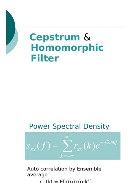Cepstrum And Homomorphic Filtering Pdf Signal Processing Telecommunications Engineering