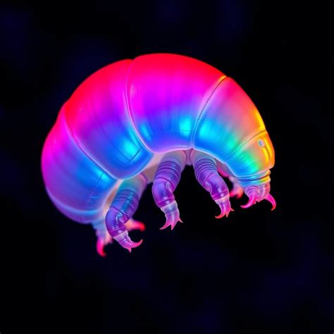 Glowing Tardigrade Illuminated In Neon Lit Microsc Ai Art