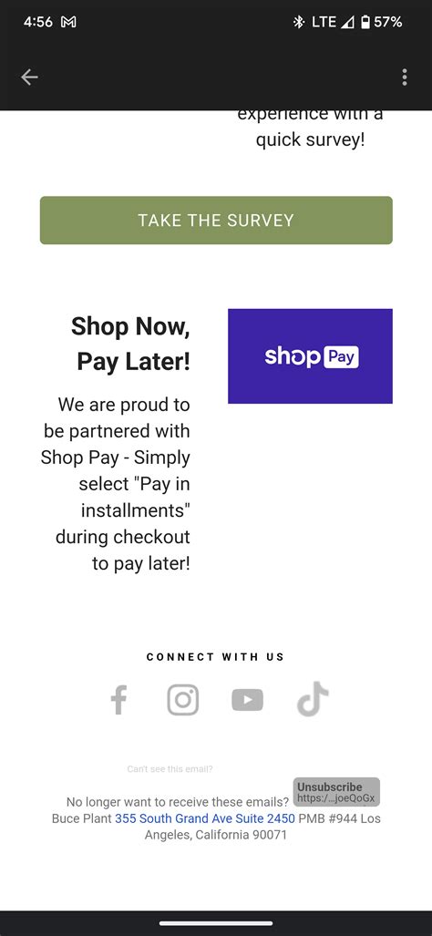 Link To Unsubscribe To Emails Is In White Font With A White Background