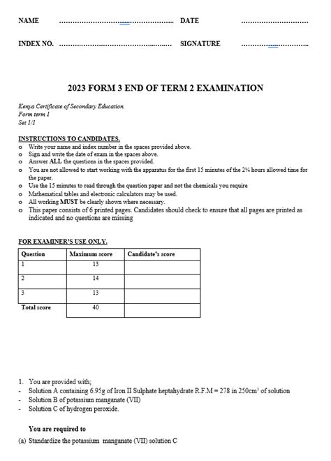 Form Notes And Revision Exams For Secondary Babe TERM
