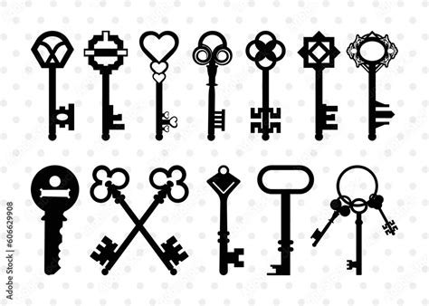 Vintage Keys Svg Keys Silhouette Lock Key Svg Auto Keys Svg Almirah