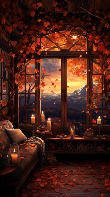 Golden Autumn Cozy Home Corner Autumn Leaves Photography Fall