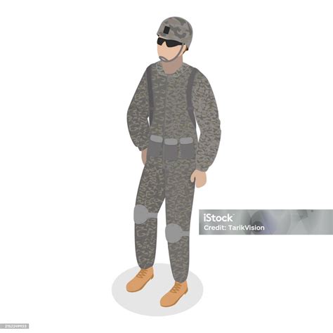 군인의 3d 등각 투영 평면 벡터 세트입니다 항목 3 군복에 대한 스톡 벡터 아트 및 기타 이미지 군복 군사 군용헬멧 Istock