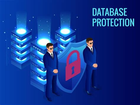 Premium Vector Isometric Database Protection Concept Server Room