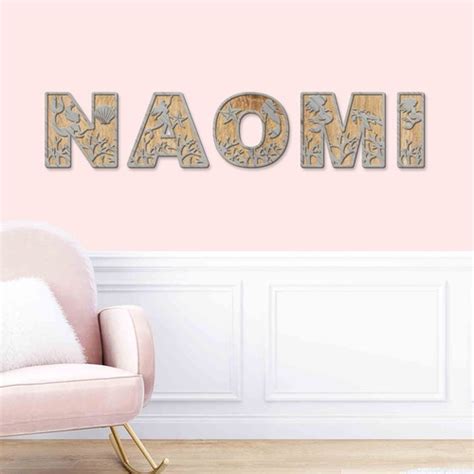 אותיות באנגלית מעץ דגם בת הים שלטי שמות ילדים