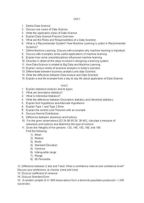 Data Science Question Bank Unit 1 Define Data Science Discuss Use