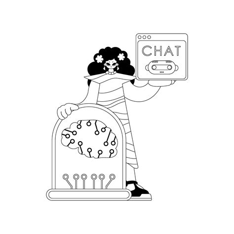 Girl Grasping Ai Model Linear Vector Illustration 28700919 Vector Art At Vecteezy