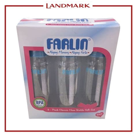 Farlin 3piece Classic Clear Collection Feeding Bottle 9oz Blue
