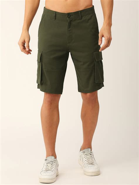 Buy Hereandnow Men Mid Rise Slim Fit Cargo Shorts Shorts For Men