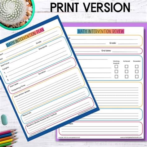 Freebie Math Intervention Plan And Review Templates For Rti Documentation