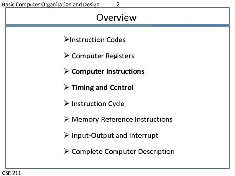 CSE 211 Computer Organization And Design Lecture