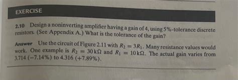 solved exercise 2 10 design a noninverting amplifier having