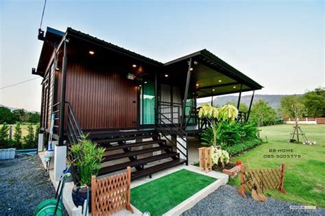 บ้านสวยชั้นเดียวยกพื้นสูง 1 ห้องนอน 1 ห้องน้ำ สไตล์บ้านพักตากอากาศ ไอเดียสร้างบ้าน การออกแบบ