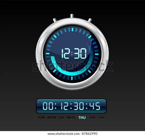 Vector Glossy Timer Blue Glowing Digital Stock Vector Royalty Free
