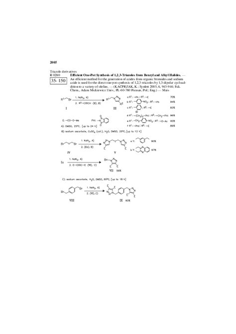 Pdf One Pot Synthesis Of 123 Triazoles From Halides