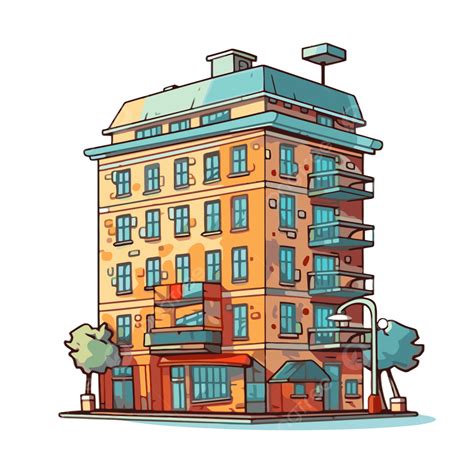 Edificio Clipart Edificio De Dibujos Animados Con Ventanas Y Balcones