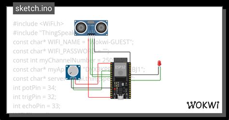 Pot And Ultrasonic With Thingspeak Wokwi Esp32 Stm32 Arduino Simulator