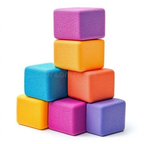 Stack Of Colorful Foam Cubes Stock Illustration Illustration Of Texture Yellow 334854535