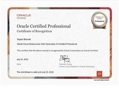 sujata bhande on linkedin oraclecertified generativeai ai