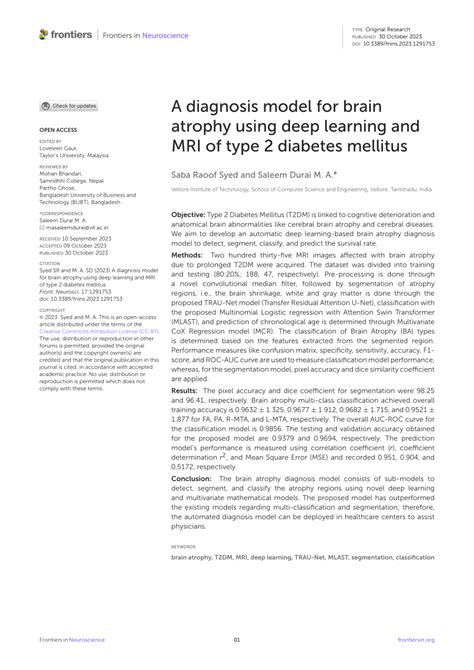Pdf A Diagnosis Model For Brain Atrophy Using Deep Learning And Mri