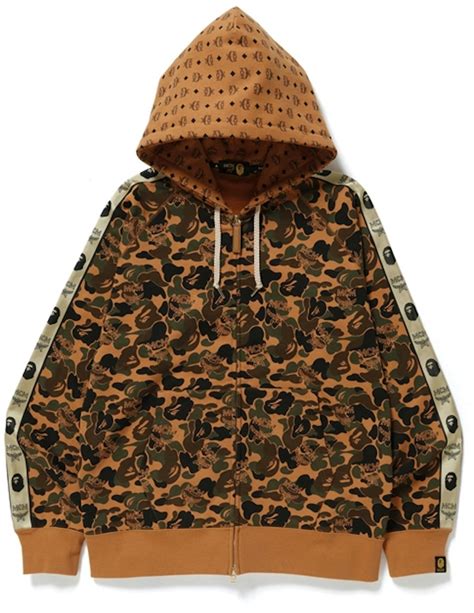 Bape X Mcm Camo Zip Hoodie Brown Fw19