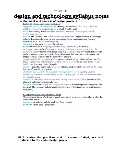 Design Tech Notes H1 Critically Analyses The Factors Affecting Design