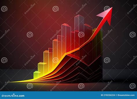 3d Graph Showing Rise In Profits With Arrow Growing Graph Business