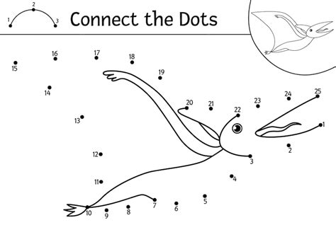 귀여운 날아다니는 익룡 선사 시대의 벡터 도트도트 및 색상 활동은 어린이를 위한 점 게임을 연결합니다 Dinoxa를 사용하는 어린이를 위한 재미있는 수학 색칠 페이지