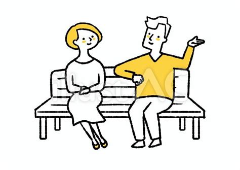 ベンチに座って話す夫婦イラスト No 22722570／無料イラストなら「イラストac」 Character Illustration