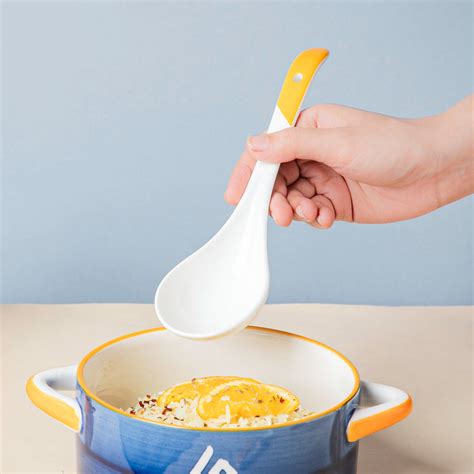 Ceramic Serving Spoon White And Yellow Online Premium Serving Spoon
