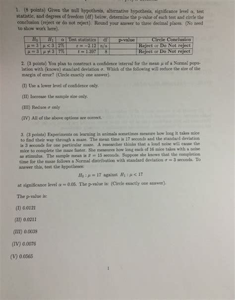 Solved Given The Null Hypothesis Alternative Hypothesis Chegg