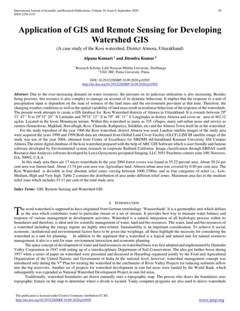 Pdf Application Of Gis And Remote Sensing For Developing Watershed Gis