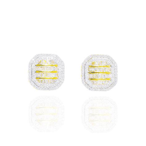baguette rowed square diamond earrings