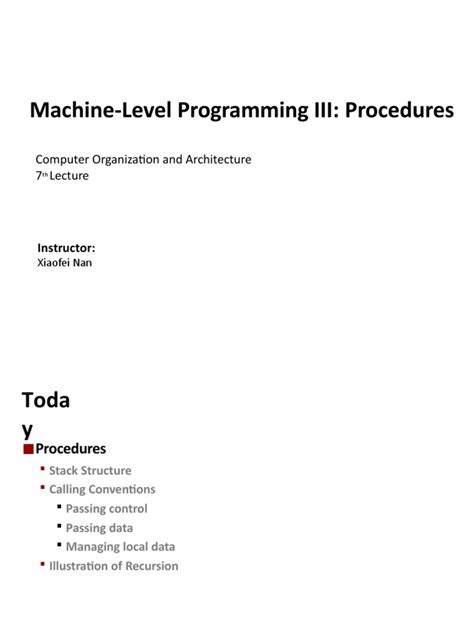 07 machine procedures pdf subroutine pointer computer programming