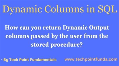 Tech Point Fundamentals On Linkedin Dynamic Output Column Name Returning Data From Dynamic