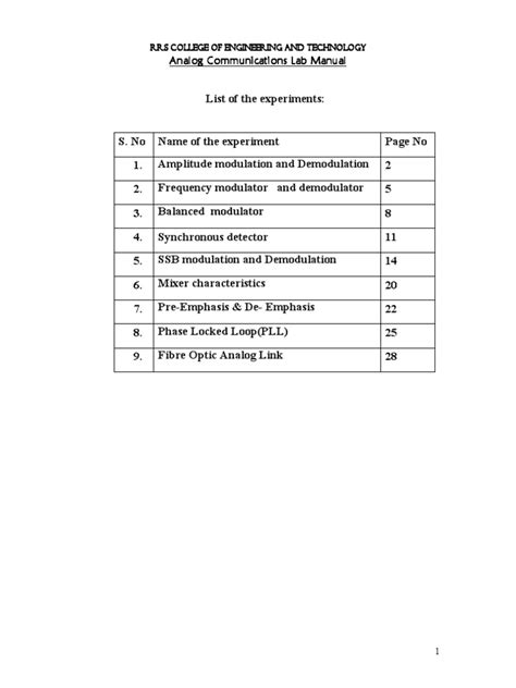 Analog Communications Lab Manual Pdf Modulation Frequency Modulation