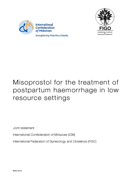 Figo Misoprostol For The Treatment Of Postpartum Haemorrhage In Low