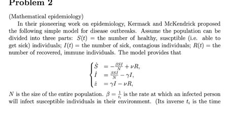 Solved Mathematical Epidemiology In Their Pioneering Work