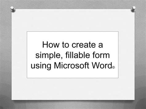 How To Create A Simple Fillable Form Using Microsoft Word Pptx