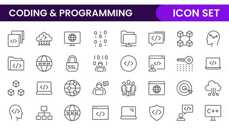0709 Programming Coding Set Of Web Icons In Line Style Software