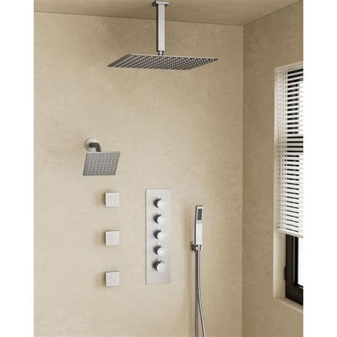 Cranach Thermostatic Valve 15 Spray 16 In X 6 In Ceiling Mount Dual