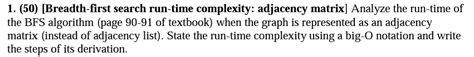 Solved 1 50 Breadth First Search Run Time Complexity