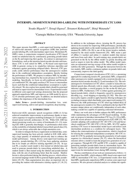 intermpl momentum pseudo labeling with intermediate ctc loss deepai