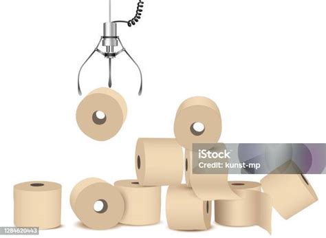 화장지 기계 발톱 크레인 스킬 크레인 화장지는 그리퍼 팔에서 자동 크레인 장난감 흰색 배경에 격리 된 벡터 일러스트레이션에서 떨어집니다 0명에 대한 스톡 벡터 아트 및 기타