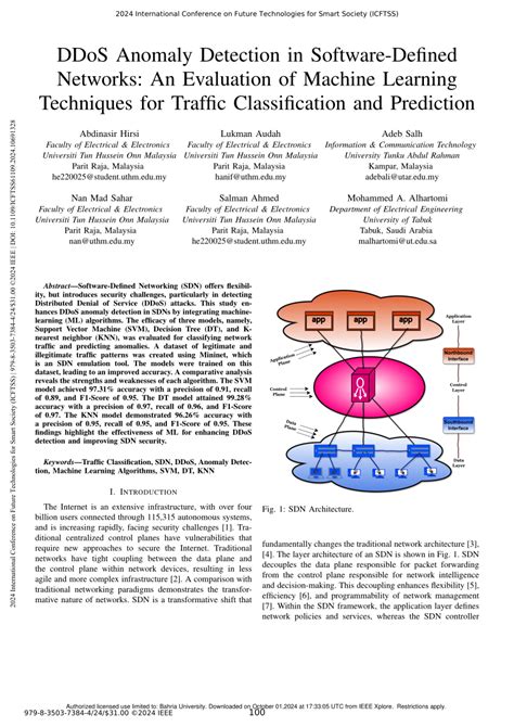 Pdf Ddos Anomaly Detection In Software Defined Networks An