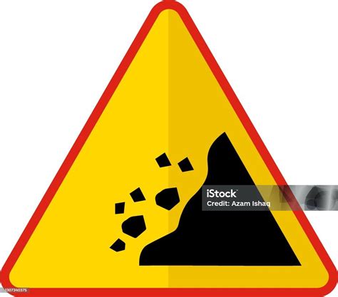岩石墜落區道路概念向量圖示設計黃色三角形警示標誌白色背景的調節和引導符號現代交通信號庫存插圖向量圖形及更多雪崩圖片 雪崩 不確定 交通標誌 Istock