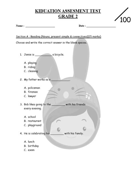 Grade 2 English Assessment Test Pdf Linguistic Typology Linguistics