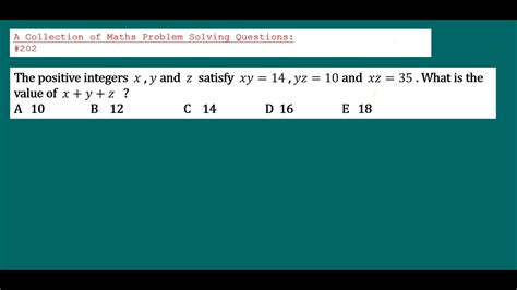 A Collection Of Maths Problem Solving Questions202 Algebra