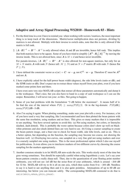 Aasp 10 Hw03hints Homework 3 Hints Adaptive And Array Signal